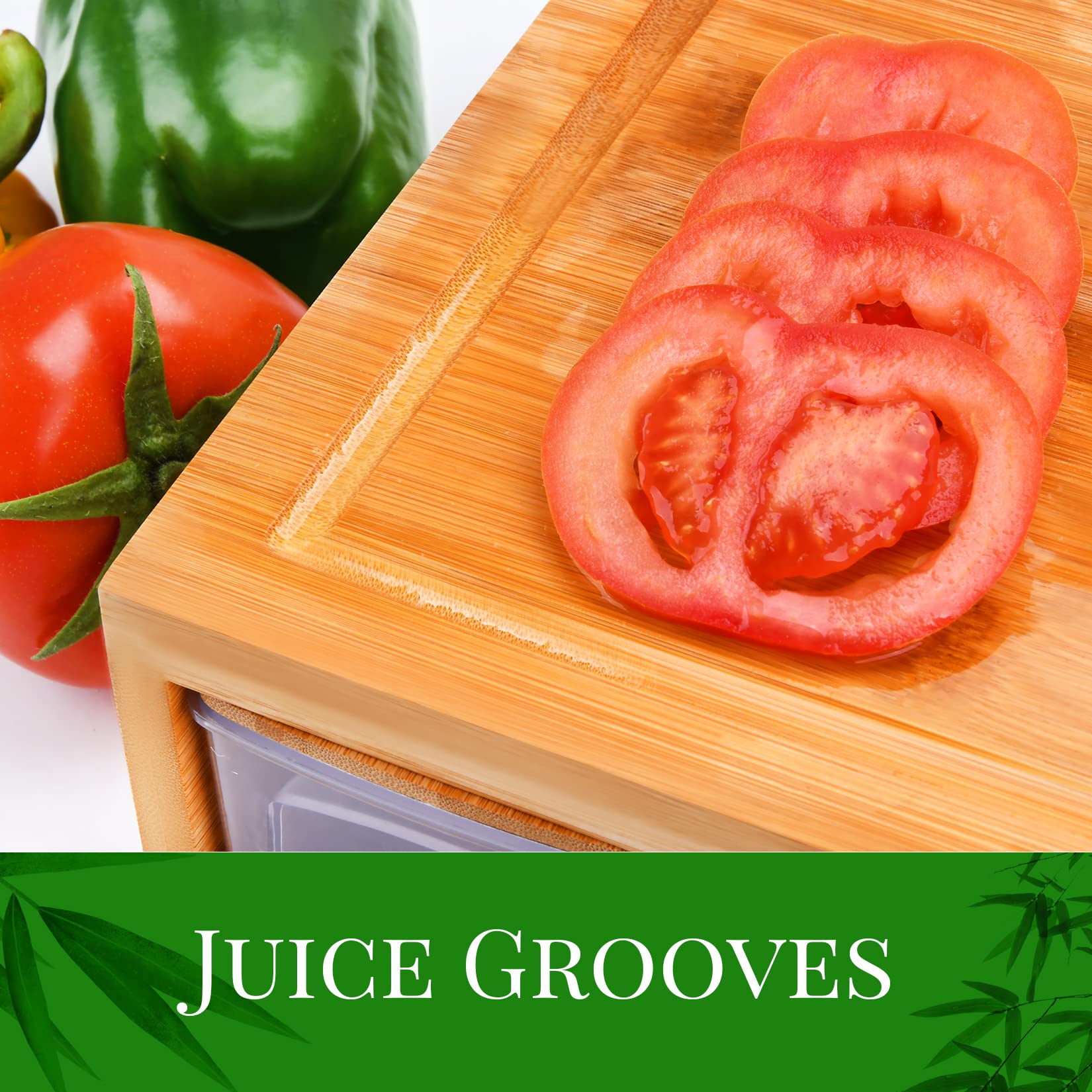 vchin Cutting Board with Containers, Lids, Graters, Large Bamboo Chopping Board with Juice Groove, Kitchen Meal Prep Station - Sturdy, Organized, Easy to Use and Clean