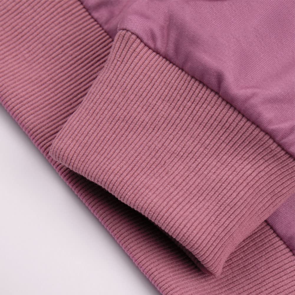 SENFURE Women Long Sleeve Sweatshirt Basic Color Block Fall Sweater Casual Loose Side Split Sweatshirt, Pink, Medium