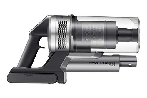Samsung Jet 90 Cordless Stick Vacuum Long Lasting Battery and 200 Air Watt Suction Power, Complete with Telescopic Pipe, Titan Silver