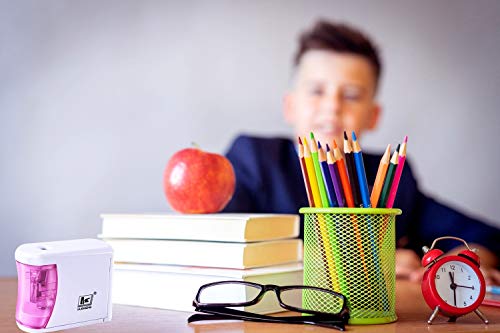 Pencil Sharpener Pink for Classroom Electric Pencil Sharpener to Prevent Accidental Opening,Battery Powered Electric Pencil Sharpener for Kids,Suitable Students,Artists,Classrooms,Offices