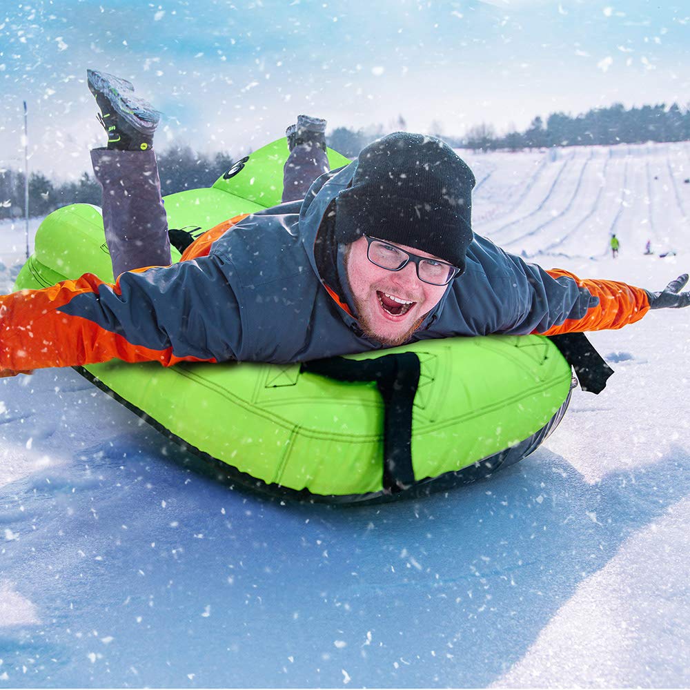 Snowboard Ribbon Inflatable sled, Long Snow Tube Completely Covered by Durable Nylon Material (Square)