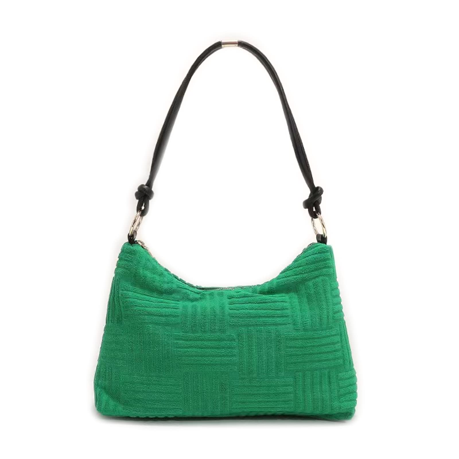 St Patricks Day clutch purse for women shoulder bag Jacquard flannel fabric Hobo handbag with zipper closure (velvet pile Grreen2)