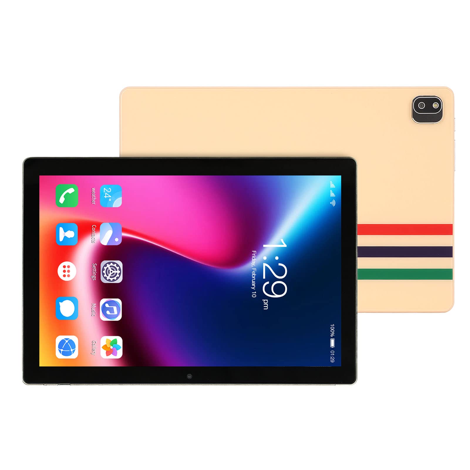 SHYEKYO FHD Tablet, Supports Fast Charging Tablet PC Yellow 2 in 1 Octa Core Processor for Study for Android 12 (US Plug)