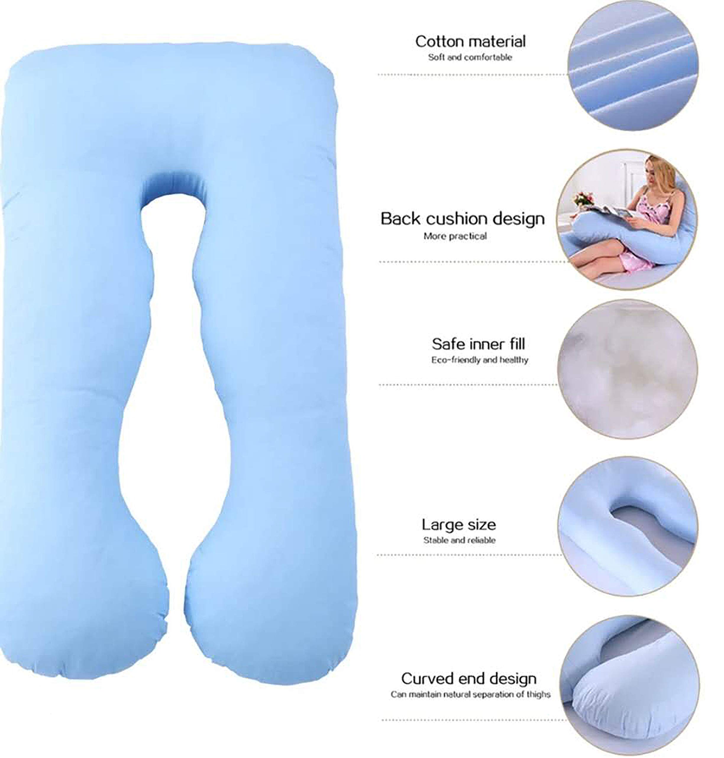 Pregnancy Pillow U-Shape Full Body Pillow Maternity Support for Back Neck Belly Leg Hips Pregnant Women Cushion - Blue