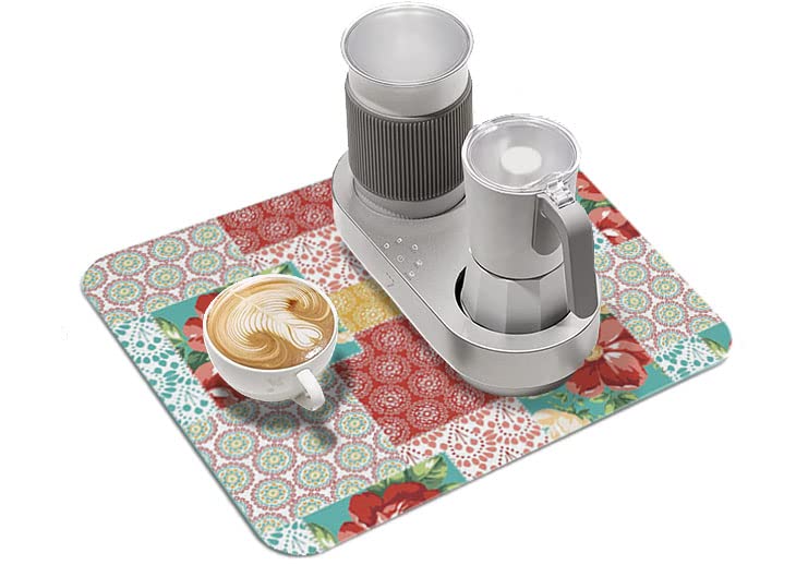 Washable Rubber Pioneer Dish Drying Mats For Kitchen Counter Home Large Coffee Bar Pad Accessories And Decor For Utensils Stemware (18''x24'')