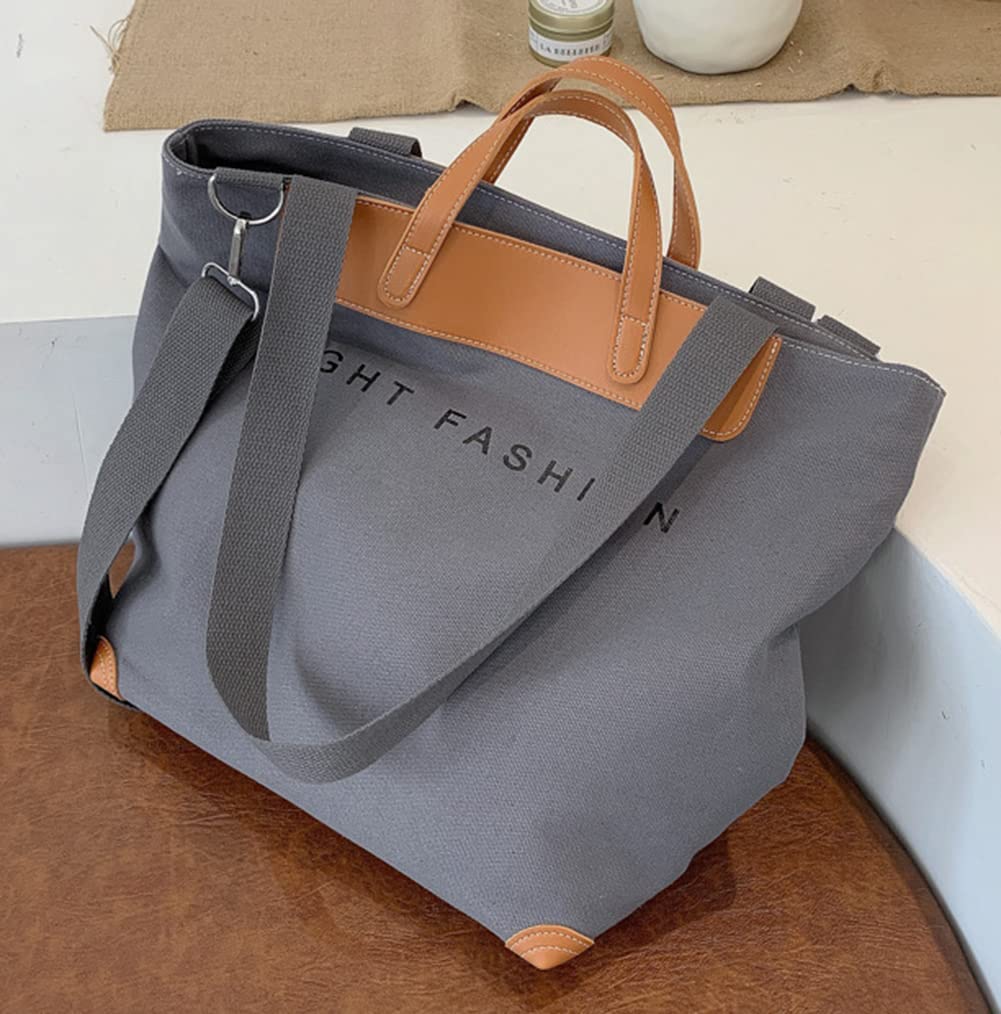 Women Large Canvas Tote Bags Crossbody Shoulder Bag Multi-pocket Hobo Purse
