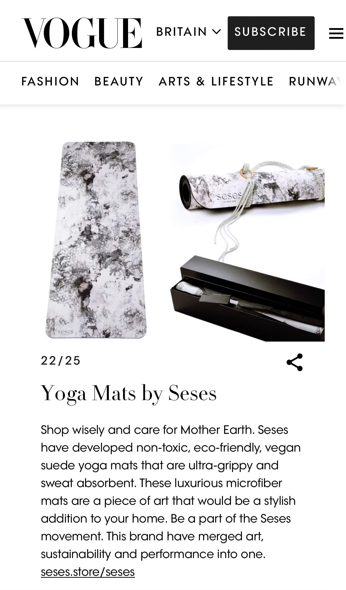 SESES Flow Like Water Vegan Suede Yoga Exercise Mat. Free Handmade Macrame Strap