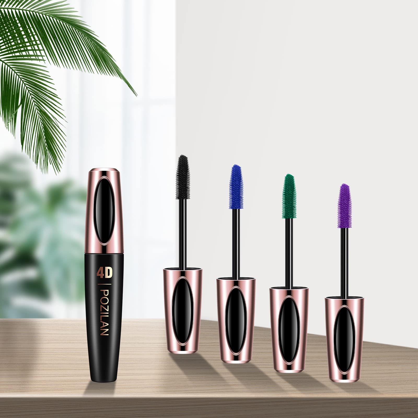 Waterproof Green Mascara with Folding Eyelash Comb Brush - Lengthening, Volumizing, Long-Lasting, Natural Eye Makeup (04 Green)