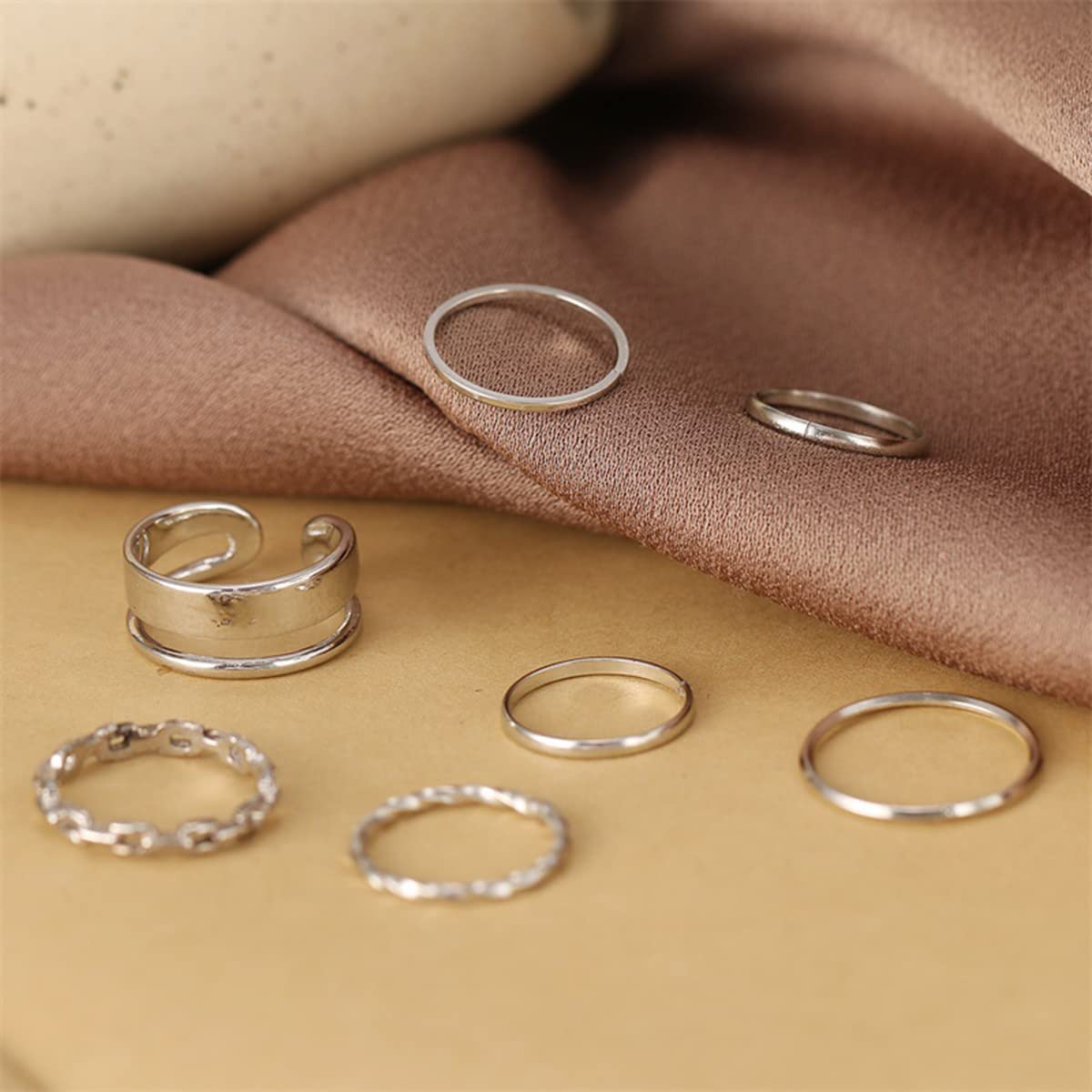 Xerling Gothic Silver Knuckle Rings Set Boho Midi Joint Finger Rings Open Ring Pack Stackable for Women Teen Girls 7Pcs (Silver)