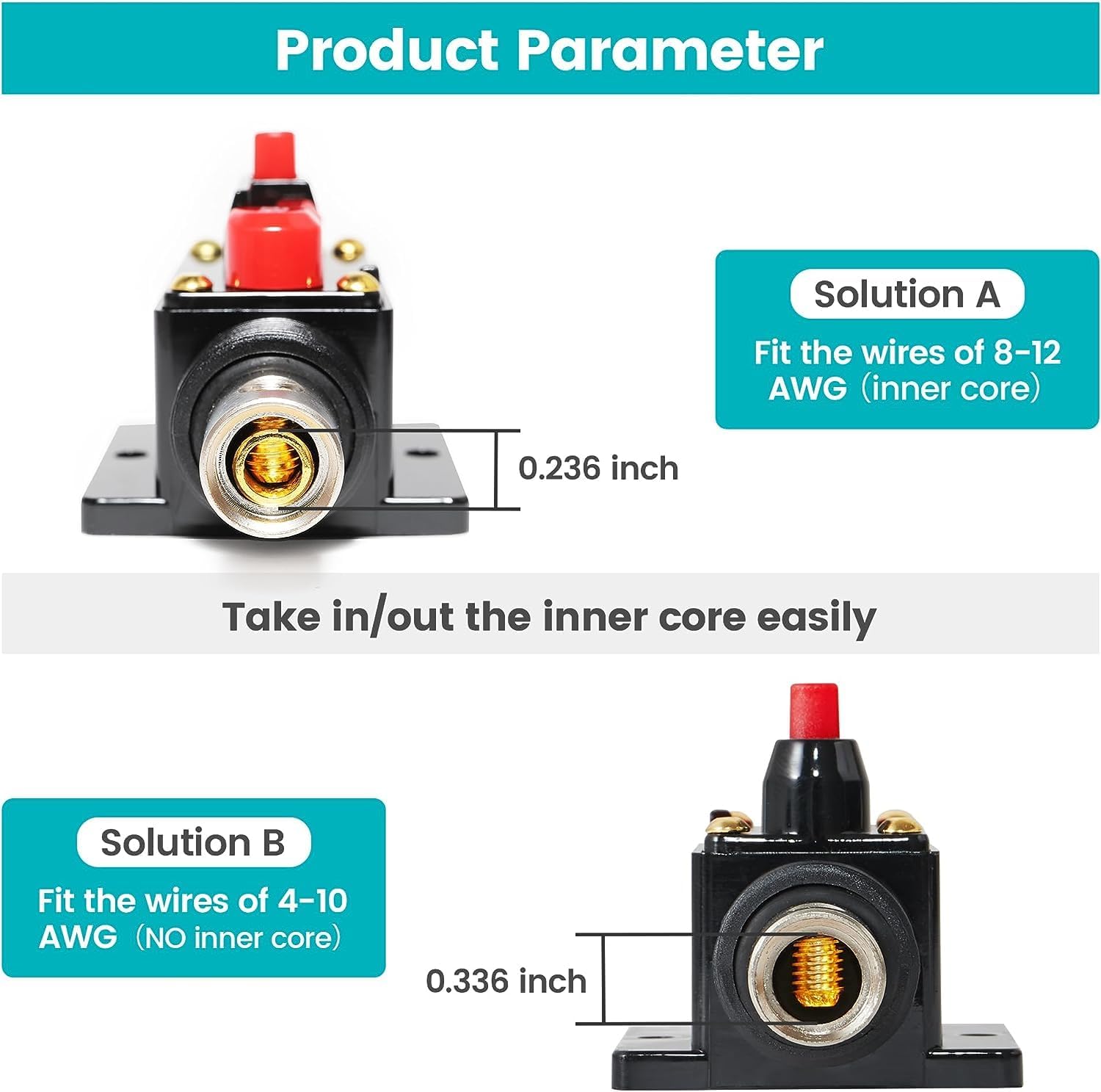 NuIth 150A Audio Inline Circuit Breaker with Manual Reset 12-24V, 4-12 AWG 150 AMP Circuit Breaker Inline Fuse for Car AutomotiveAudio Amplifier System Protection Marine Truck RV Home, 2PCS