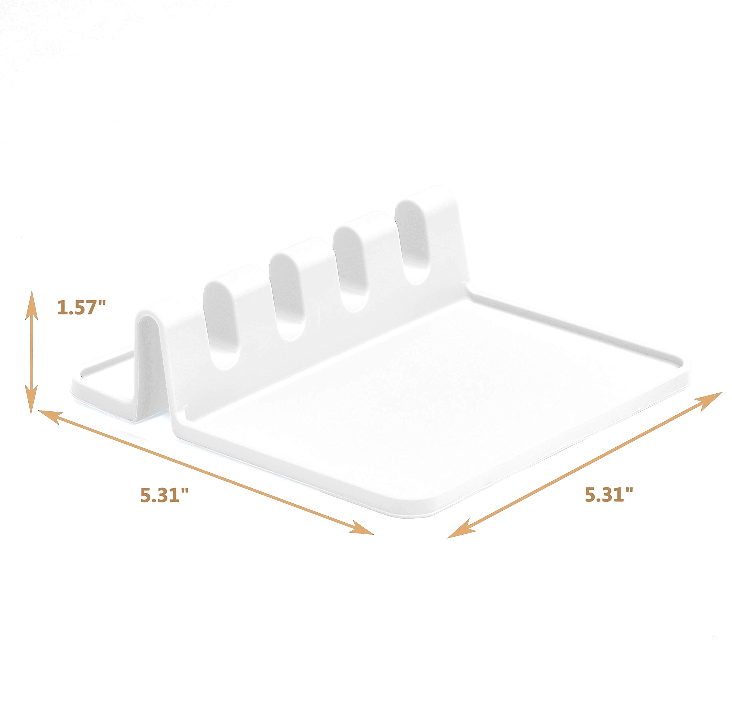 Silicone Spoon holder for Stove Top with Drip Pad Heat Resistant, BPA Free Utensil Rest & Spoon Rest for Kitchen Counter - Grill Utensil Holder for Spatulas, Tongs, Ladles (white)
