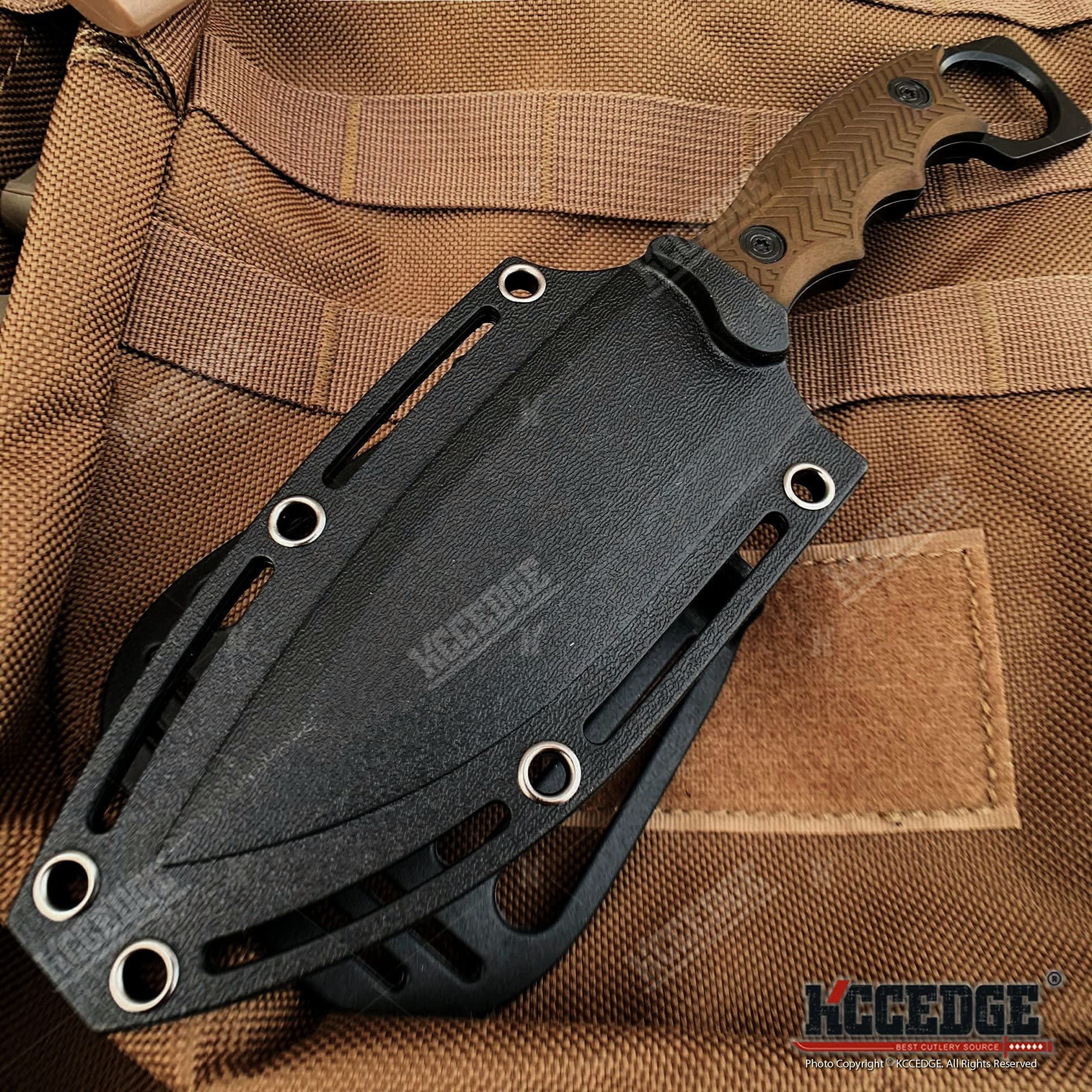 Tactical Knife Hunting Knife Survival Knife Fixed Blade Knife Razor Sharp Edge Camping Accessories Camping Gear Survival Kit Survival Gear Tactical Gear 80244 (Coyote Brown)