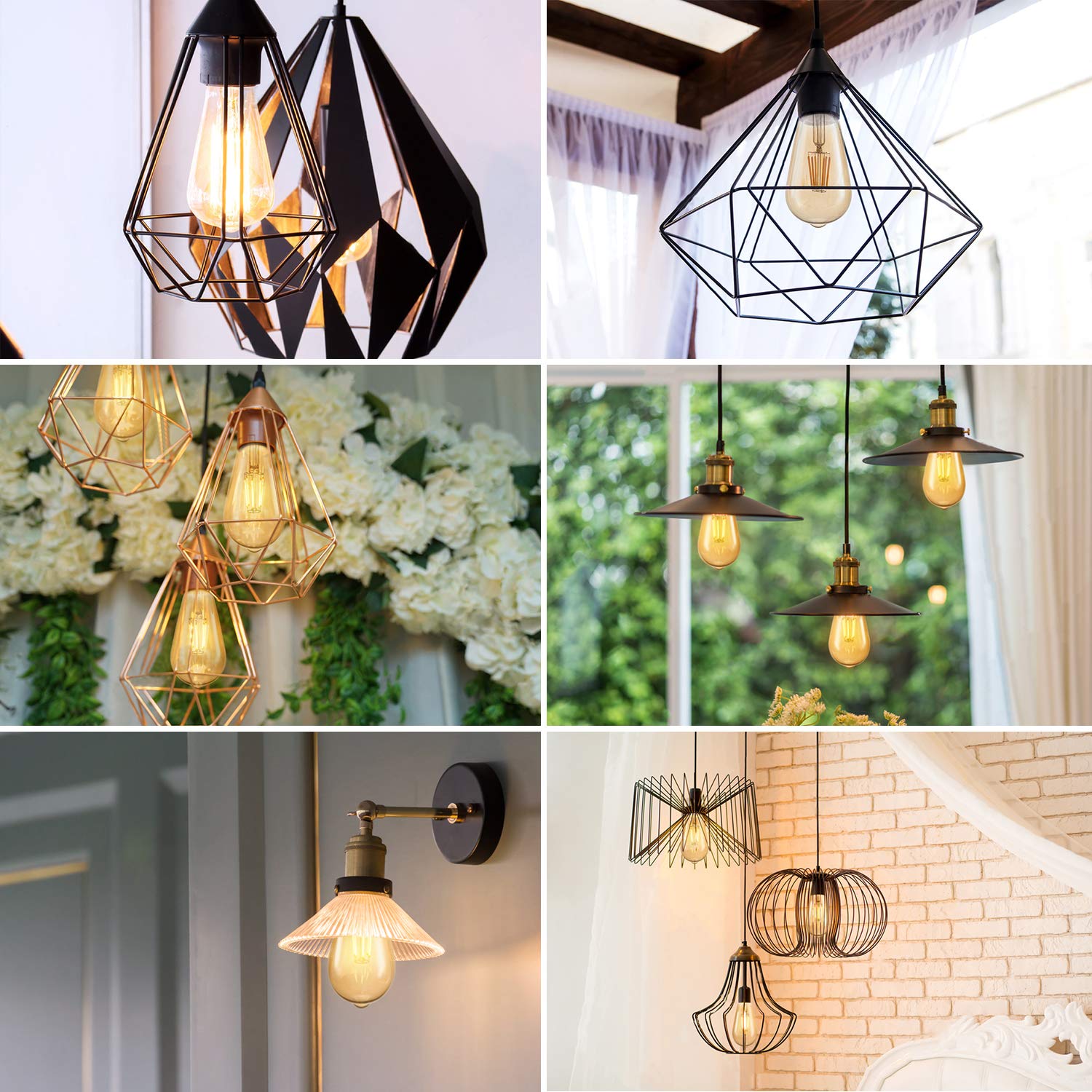 OxyLED 8 Pack LED Edison Bulbs 60W Equivalent, 6W Vintage Style LED Filament Light Bulbs, E26 Medium Base, Non-Dimmable, Warm White 2700K, Antique ST64 Amber Glass Bulb for Bathroom Kitchen Christmas