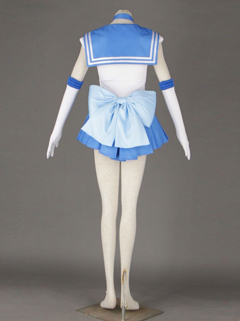 OURCOSPLAY Women's Mercury Mizuno Ami Battle Cosplay Costume Dress 6 Pcs Set (Women XS)