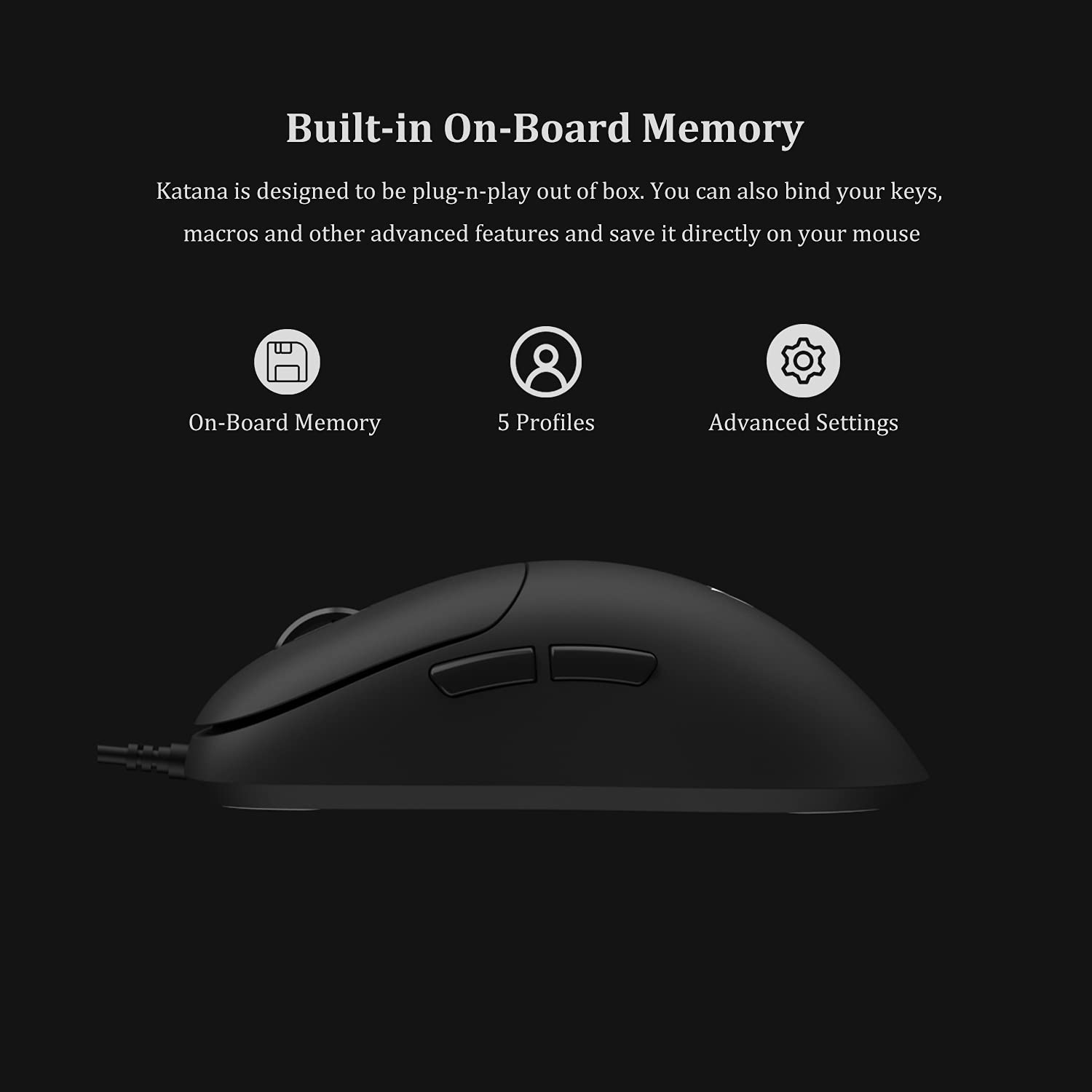 Ninjutso Katana Lightweight Gaming Mouse – 58G Ultralight Design with 16K DPI Optical Sensor, Assassin Paracord, Crispy Kailh GM8.0 Switch & 100% PTFE Feet