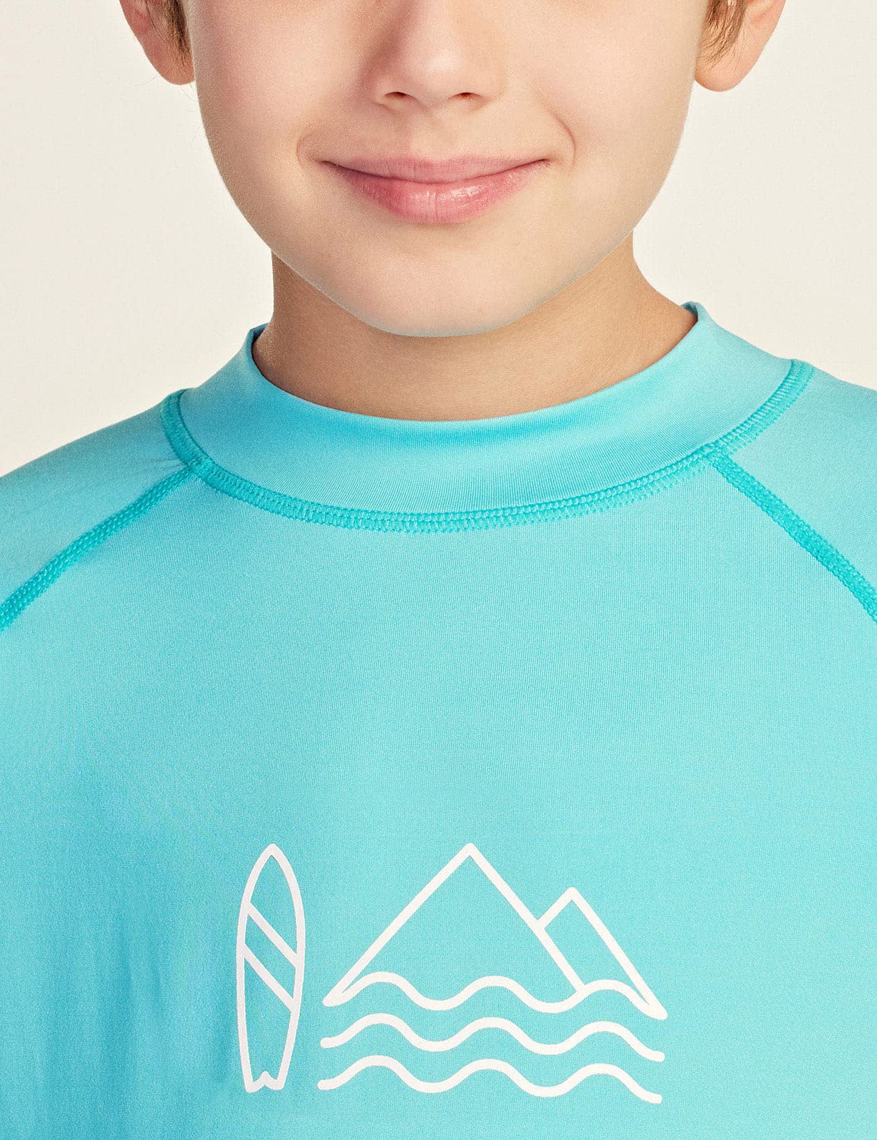 TSLA Boys UPF 50+ Rash Guard Long Sleeve, UV Sun Proctection Water Swim Shirts, Surf Swimwear Swimsuit Top, Vacation Aqua, 14