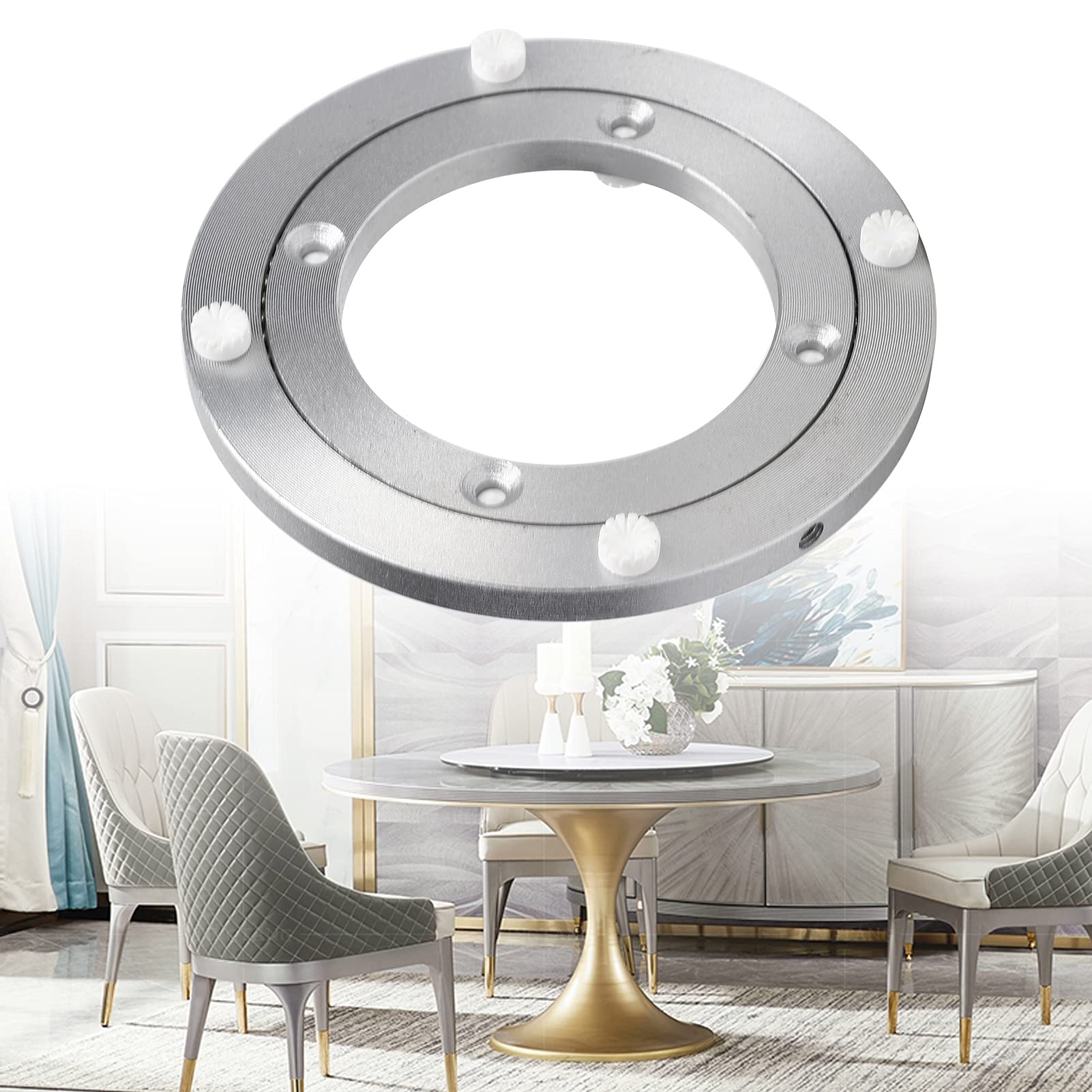Silent Turntable Improved Cabinet & Drawer Organization Lazy Susans Mute Aluminum Alloy Non‑Slip Rotating Turntable Hardware for Dining‑Table of Homes and Hotels[5 inches]
