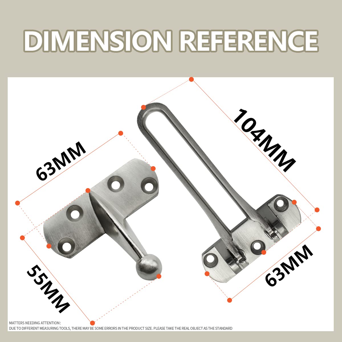 SANATO Door Lock Swing Bar Door Guard 2-1/2" High Security for Home, 3 Pack (Brushed Nickel US15)