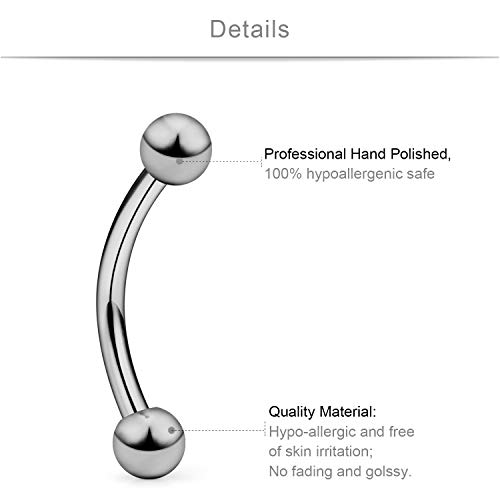 SCERRING 8PCS 14G G23 Titanium Curved Eyebrow Barbell Tragus Helix Ear Belly Lip Nipple Tongue Ring Body Piercing Jewelry 6mm 8mm 10mm 12mm