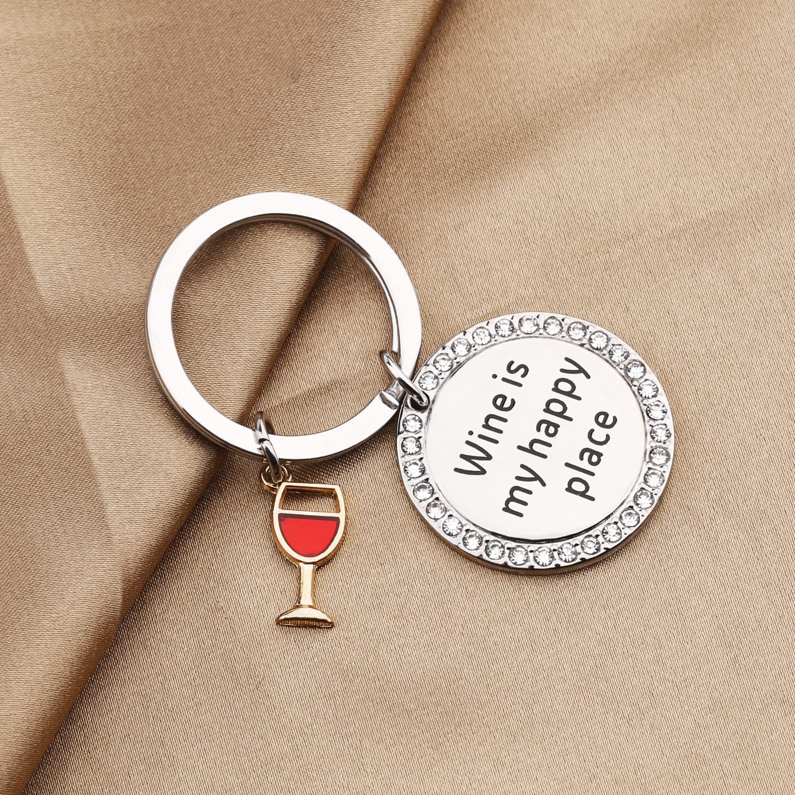 Wine Is My Happy Place Keychain Infinity Collection Wine Charm Keychain Wine Lovers Wine Themed Gifts Wine Jewelry (Wine KS)