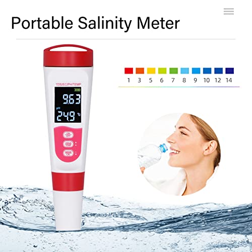 Water Quality Test Pen, High Sensitivity Digital Water Tester Multifunctional Auto Temp Compensation Glass Electrode for Swimming Pool