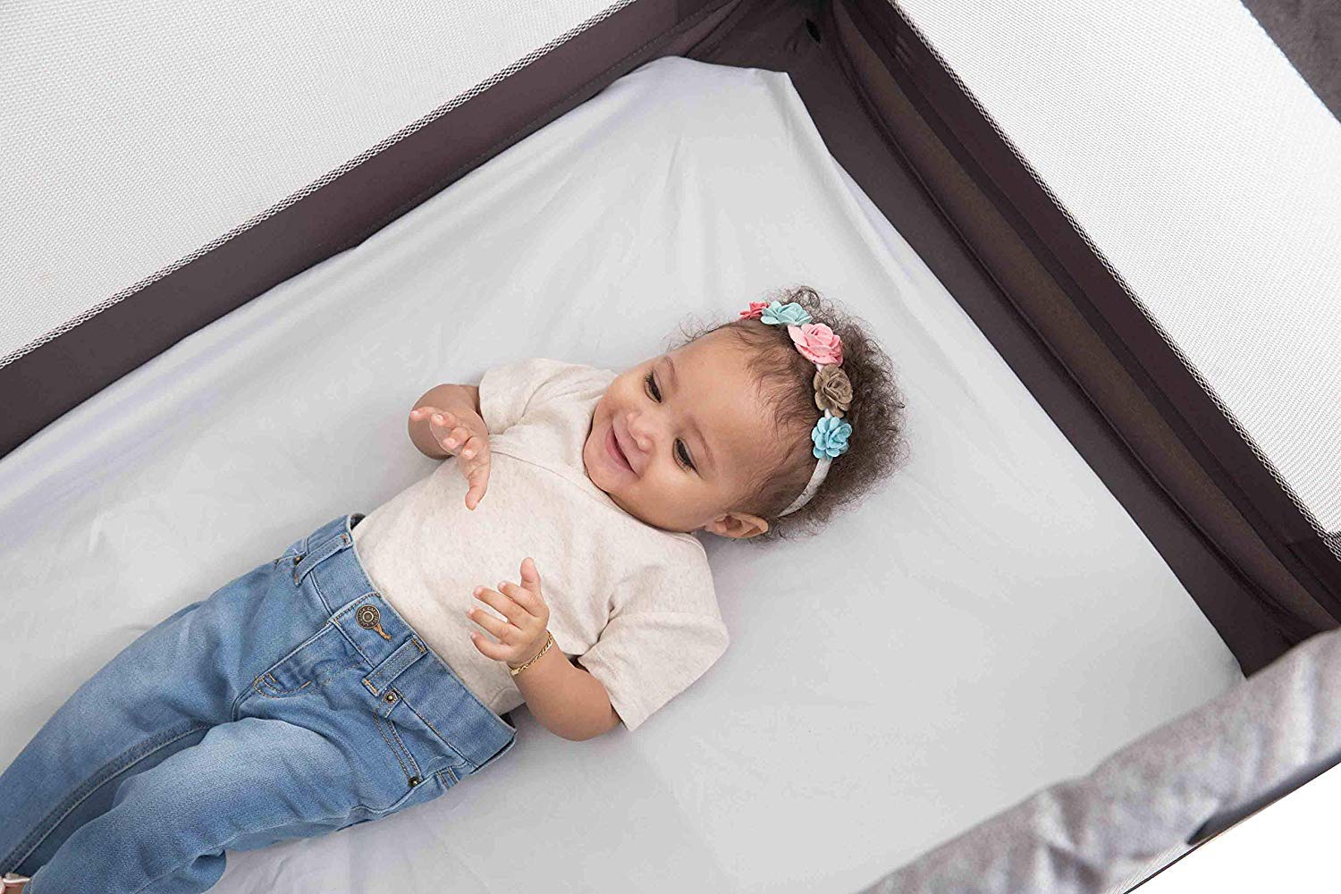 Nuby Universal Waterproof Playard Sheets (Set of 2) Baby Infant Portable Playpen Bed Chevron White/Grey