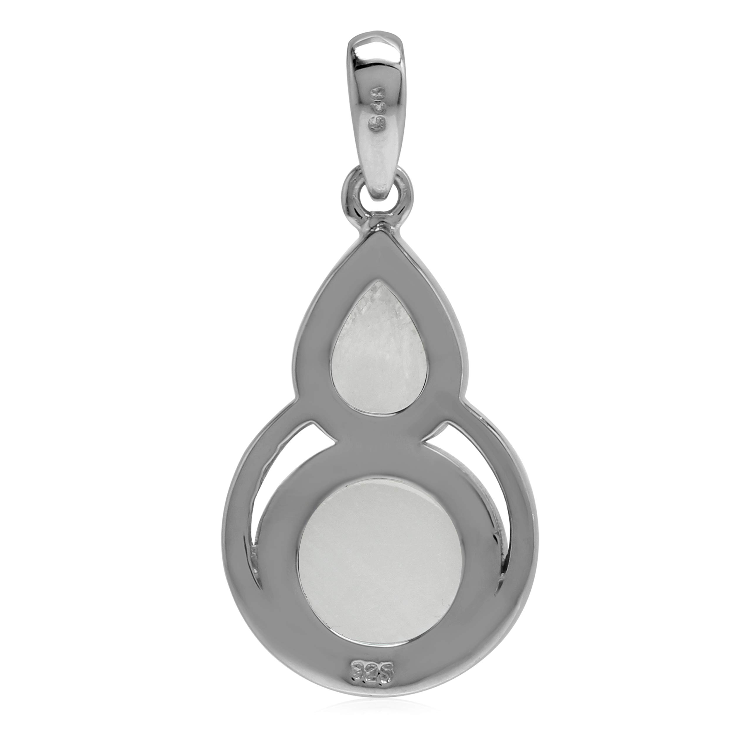 Silvershake Natural Rainbow Moonstone 925 Sterling Silver Contemporary Geometric Pendant