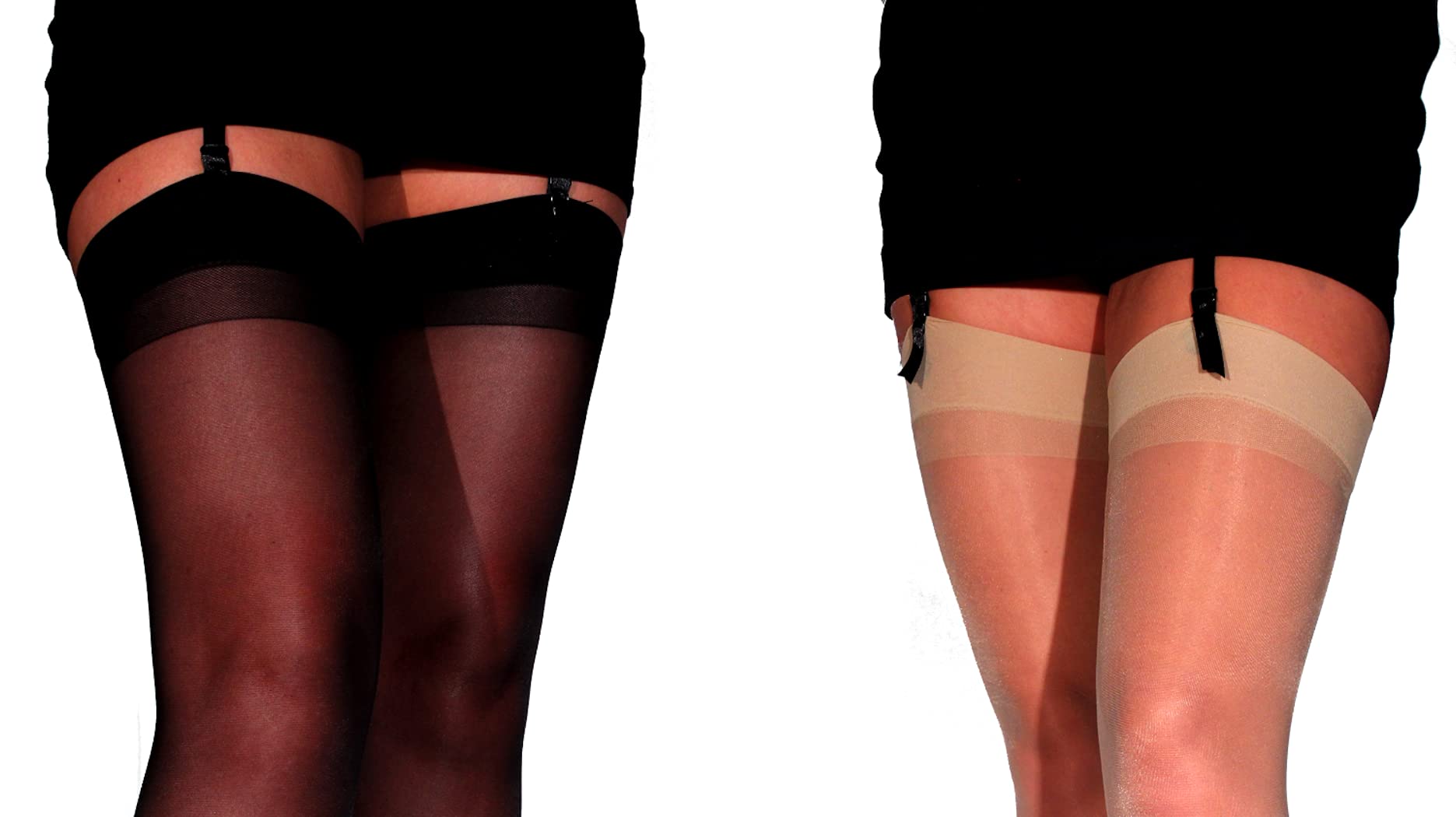 Trasparenze Sara All Sheer Stockings with Signature Logo - Made in Italy (Black, Large)