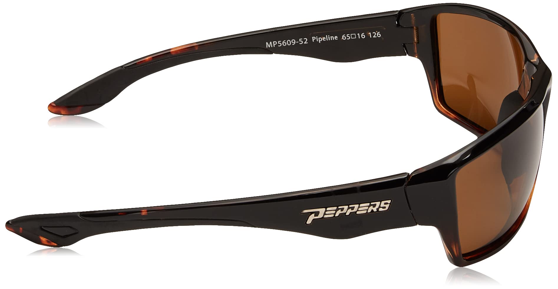 Peppers unisex adult Pipeline Sunglasses, Shiny Black/Tortoise/Brown, 65 mm US