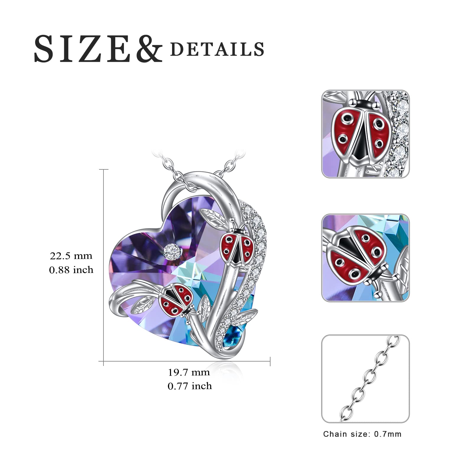 WINNICACA Ladybug Gifts Sterling Silver Ladybug Necklace for Women Crystal Ladybug Jewelry Ladybug Pendant for Teens Birthday