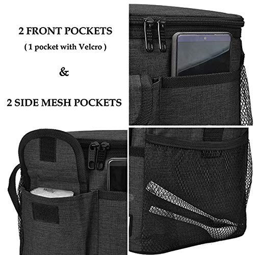 Tirrinia Insulated Lunch Box for Women Men, Leakproof Thermal Reusable Lunch Bag with 4 Pockets for Adult, Cooler Bag Tote for Office Work, Black