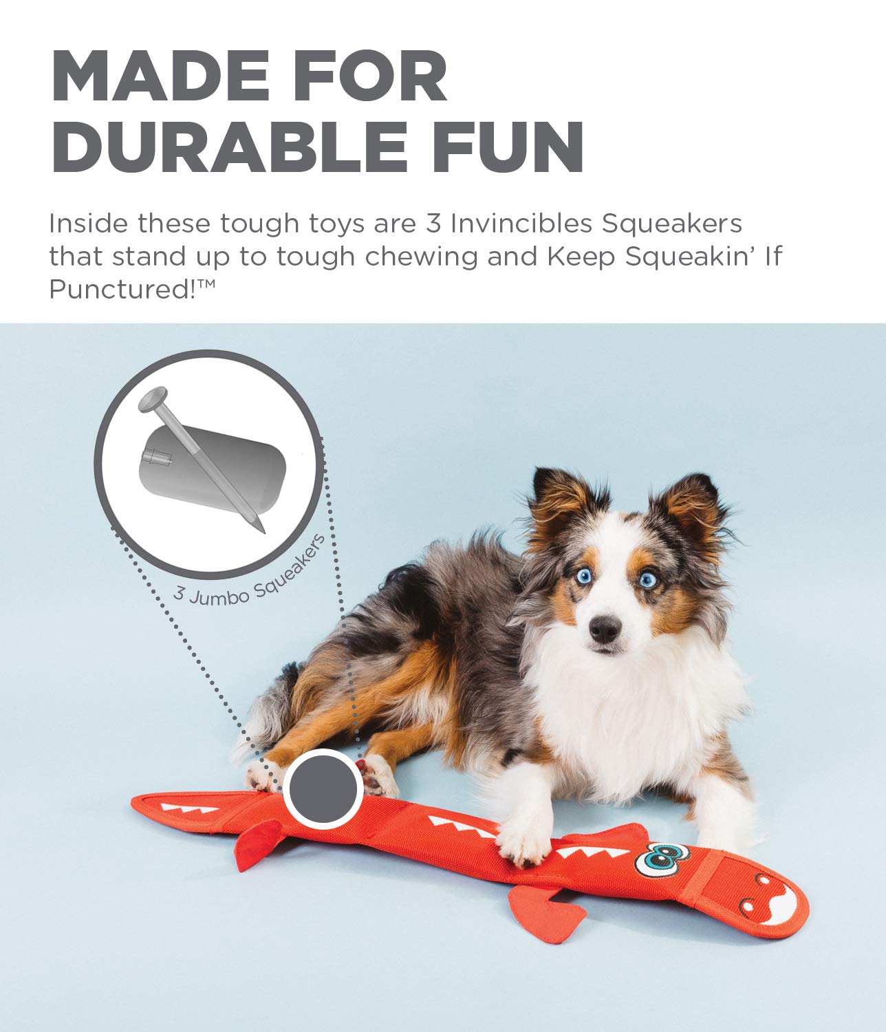 Outward Hound Fire Biterz Dragon Plush Firehose Material Interactive Dog Toy, Large