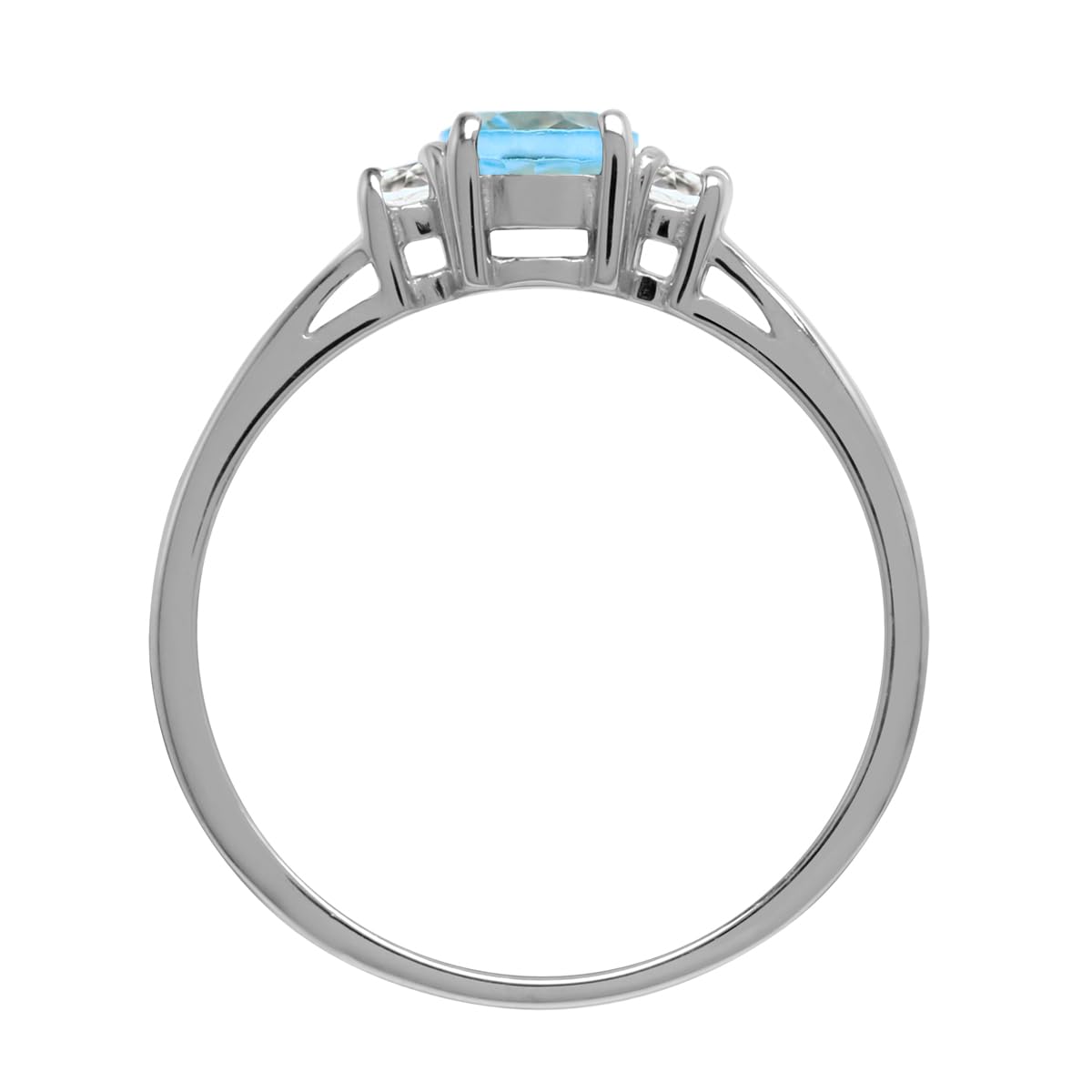 Silvershake Petite Genuine Swiss Blue Topaz White Gold Plated 925 Sterling Silver Promise Ring Size 5.5