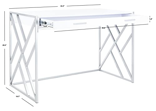 Safavieh Home Office Elaine Modern White and Silver 1-drawer Desk