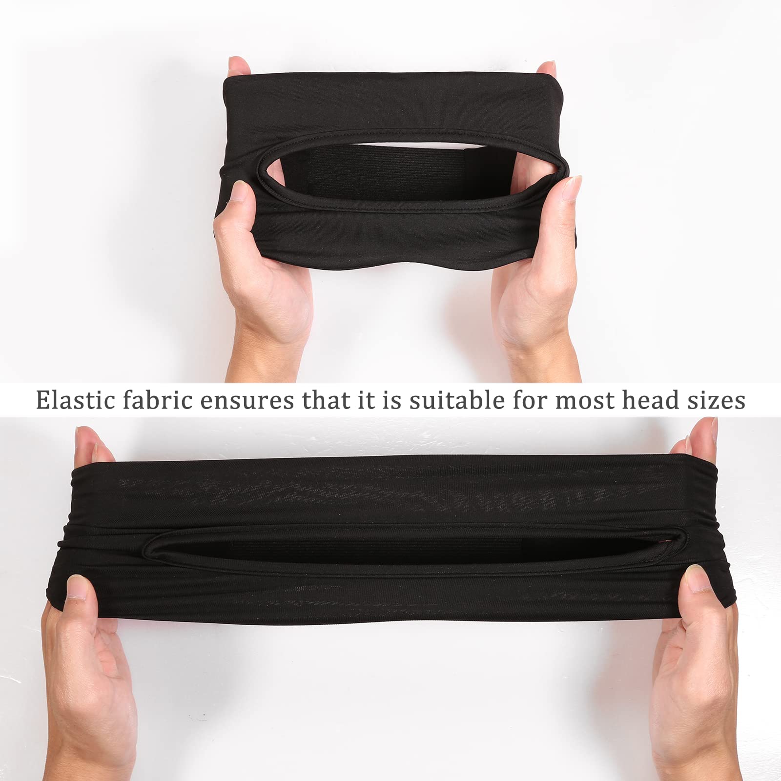 VR Sweat Band for Oculus Quest 2 Face Mask Sweat Guard for VR Workouts Supernatural VR Face Cover for Women Men Breathable Machine Washable (Black/Black and White, 2pcs)