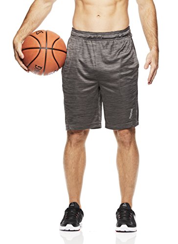 Reebok Men's Drawstring Shorts - Athletic Running & Workout Short w/Pockets - Cruz Short Charcoal Heather, Large