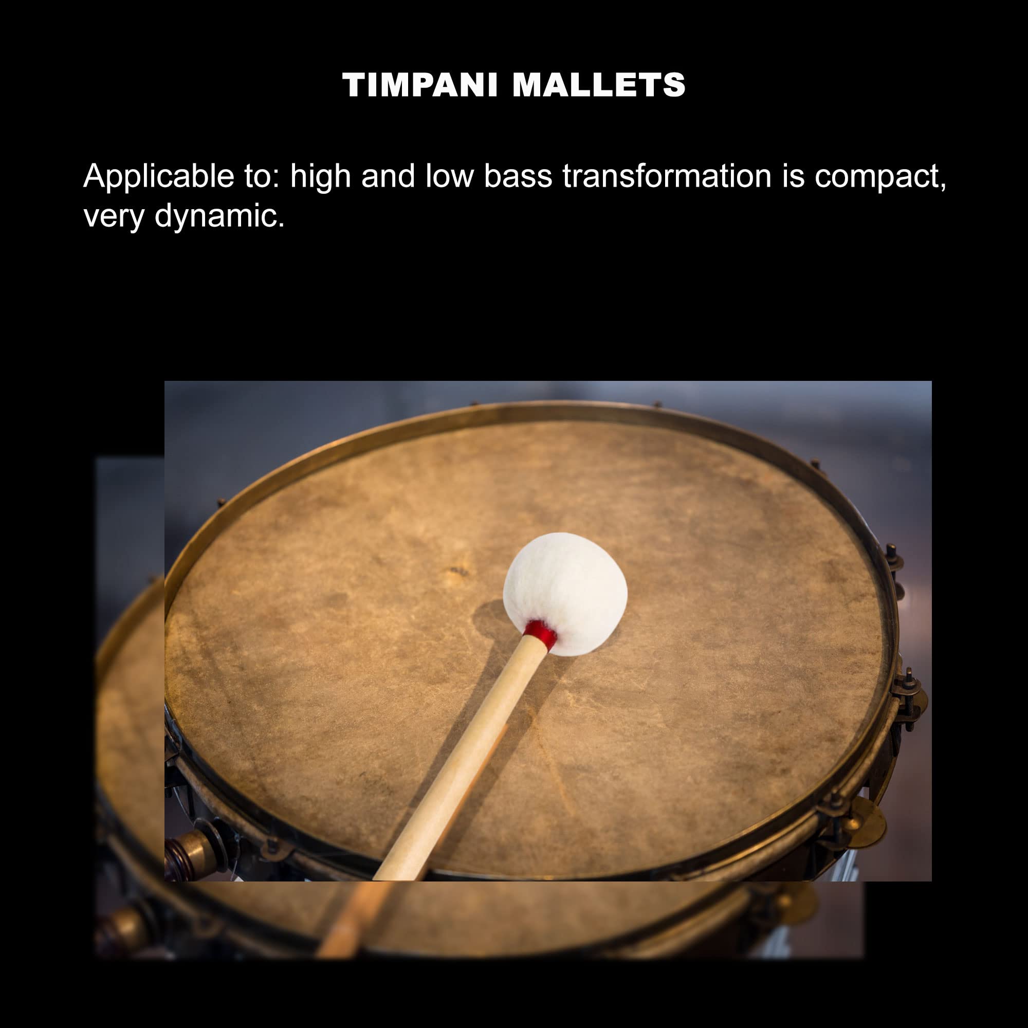 Xstyle 2Pcs Timpani Stick, 14Inch Timpani Mallet with 35mm Felt Head, Medium Hard Maple Handle Mallet