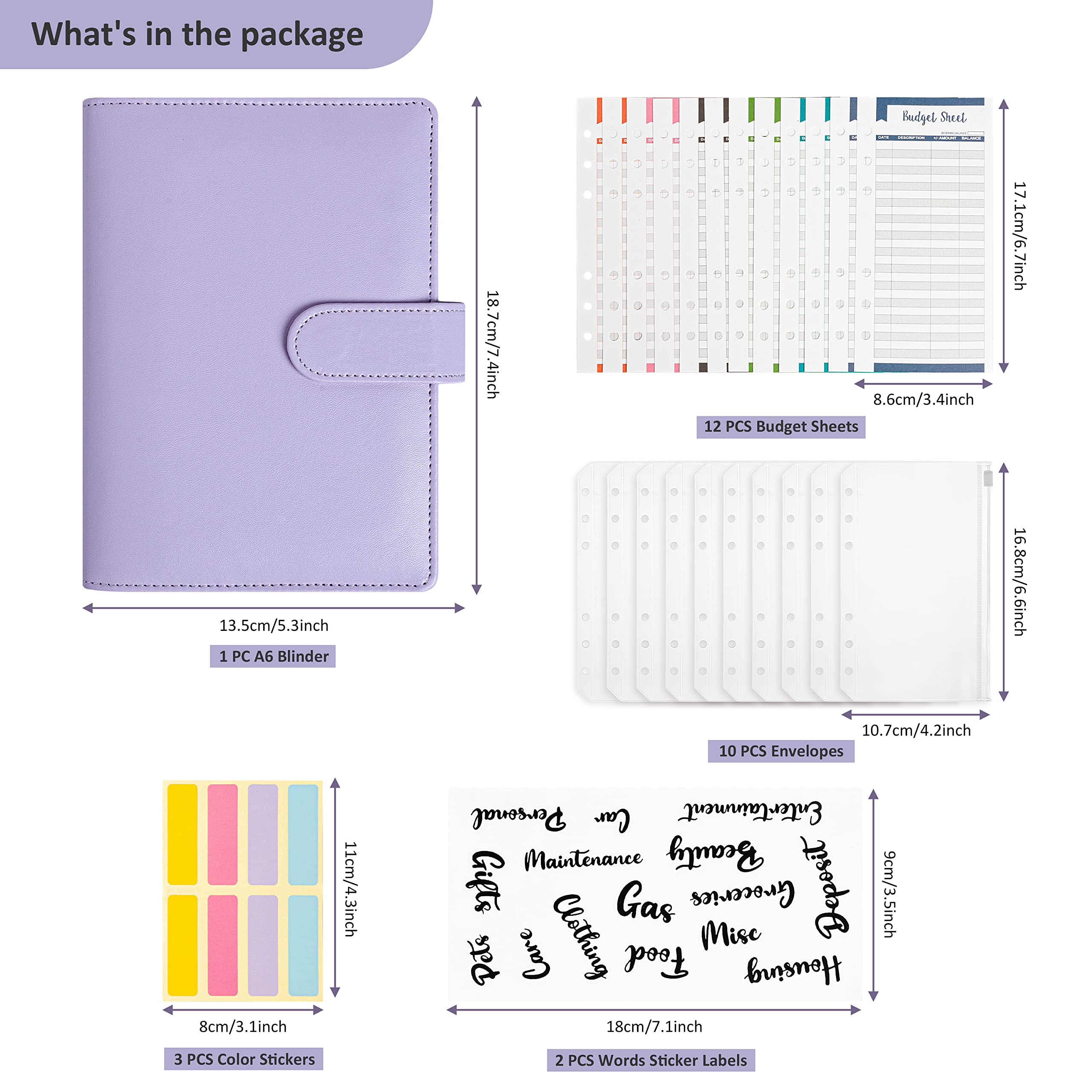 TC Logo Budget Binder Money Organizer with Zipper Envelops, Sheets for Budgeting, Sticker Labels and - 10 Money Saving Cash Envelopes for Binder Budgeting with 24 Sticker Labels