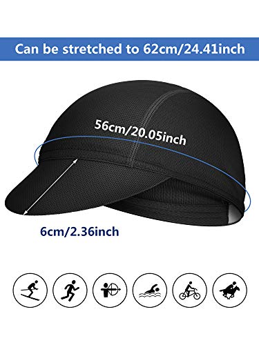 SATINIOR 6 Pieces Cycling Cap Breathable Bike Hat Sweat Absorption Helmet Liner Skull Cap (Black)