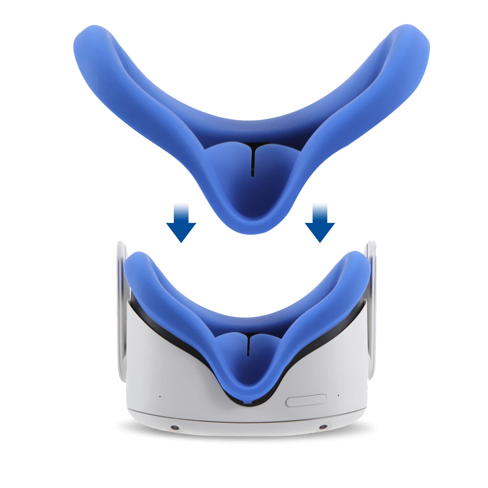 VR Touch Contrller Grips Cover Compatible with Oculus Quest 2,with 1Pcs VR Silicone Face Pad,Lens Protection Cover,Thumbstick Covers,Sweat-Proof/Anti-Throw/Adjustable (Blue/4Pcs Set)