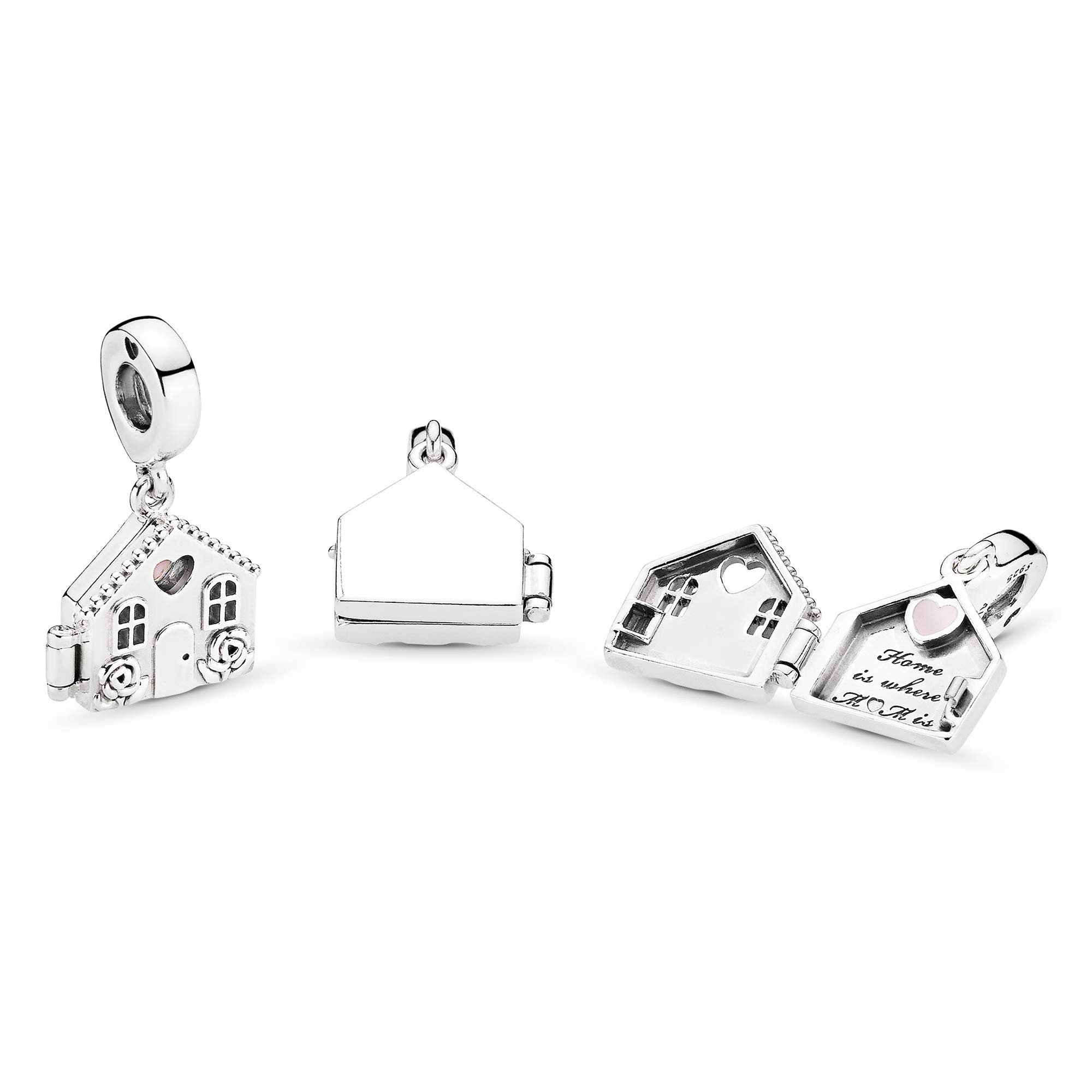 PANDORA Jewelry House Silver Dangle With Pink Enamel Sterling Silver Charm