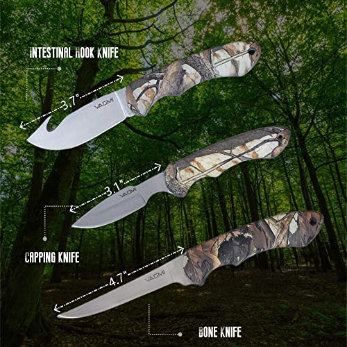 VAGMI Hunting Knife Set -5 Pieces of Portable Butcher Game Processing Set , Hunting Knife for Men ,for Deer Hunting ,Survival, Camping, Fishing, Meat,with Storage Case