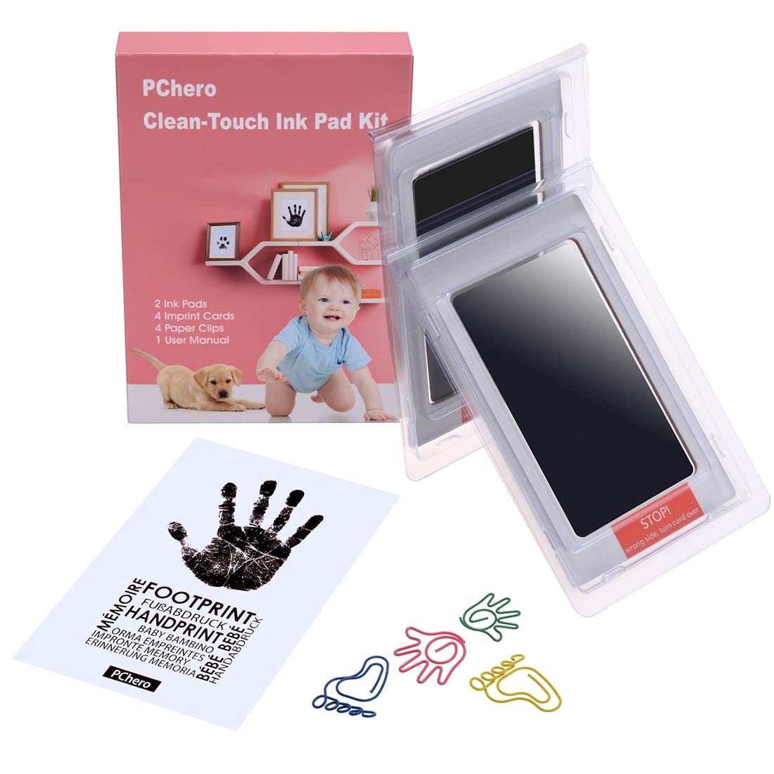 PChero Baby Inkless Handprint and Footprint Kit - 2 Packs Medium Size - Ideal for Family Keepsake and Newborn Infant Registry