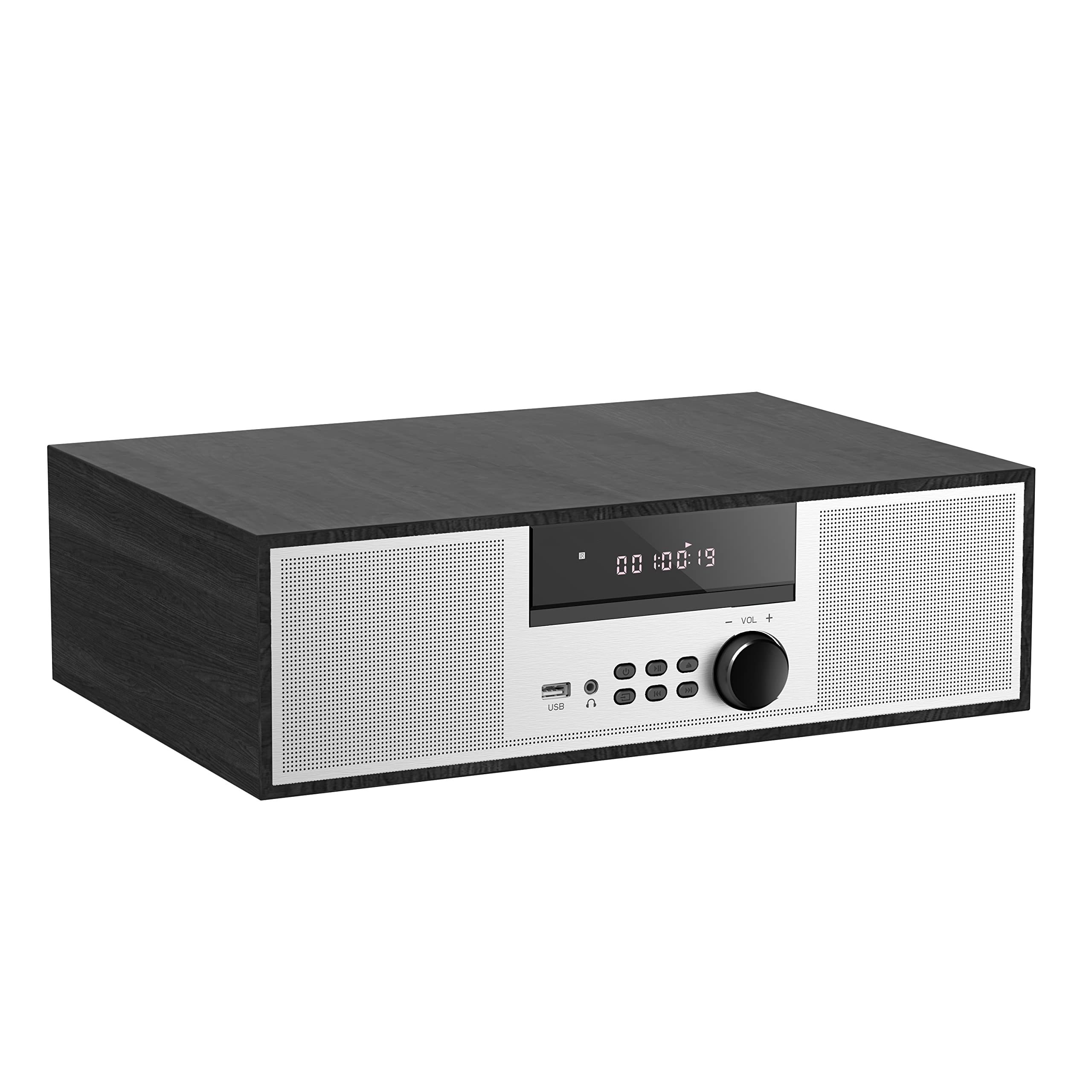 Vintage Home CD Stereo System, 40W RMS Micro Component with CD Player, Bluetooth, USB Playback, FM Radio, AUX-in & Earhpones Output, Clear Sounds & Rich Bass (TB-816 Black)