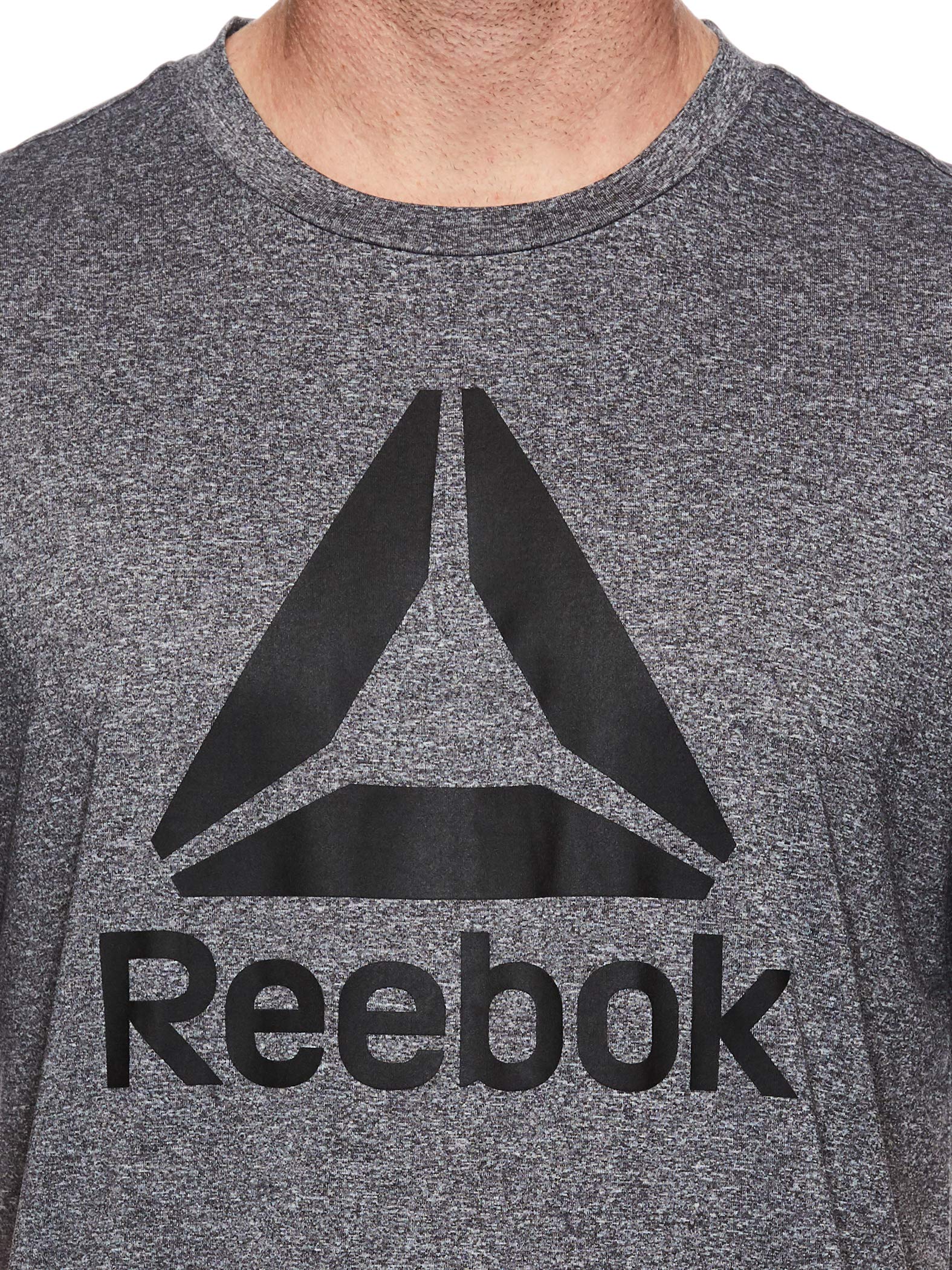 Reebok Men's Supersonic Crewneck Workout T-Shirt Designed with Performance Material - Dominator Charcoal Heather, Large