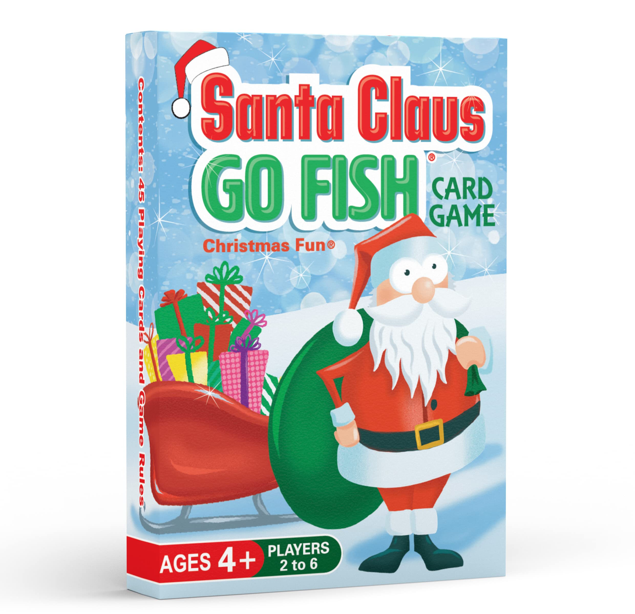 Santa Claus GO FISH Card Game - Christmas Gift for Kids 4-8 - Matching, Slap Jack & Old Maid Using Same Deck
