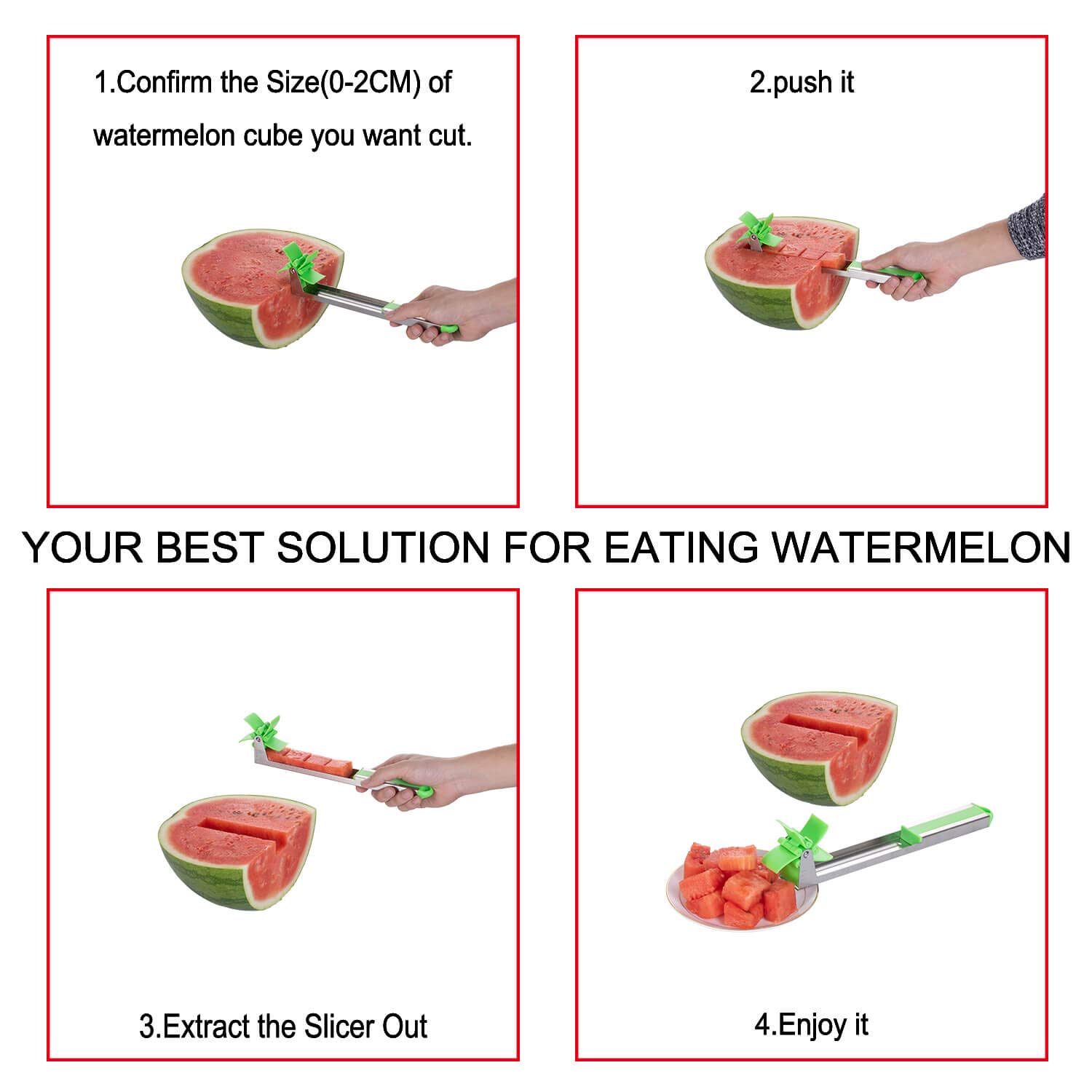 Watermelon Windmill Cutter Slicer, YIDADA Stainless Steel Shape Fruit Tools Quickly Cut Tool Kitchen Gadgets with Melon Scoop