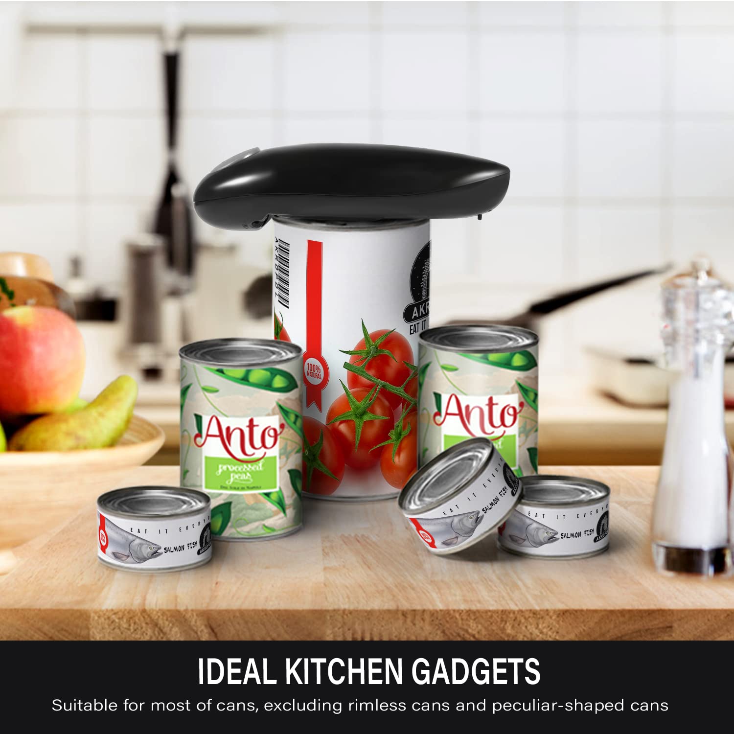 Vivibyan Electric Can Opener One Touch Switch Smooth Edge Automatic Electric Can Opener, Food-Safe and Battery Operated Handheld Can Opener, Kitchen Gifts for Arthritis and Seniors