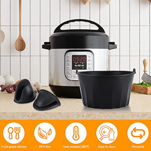 Silicone Slow Cooker Liners,Slow Cooker Divider Insert,Reusable/Leekproof Cooking Liners With Mitts Fit,For 5-6qt Round Slow Cookers,Dishwasher Safe(Black)