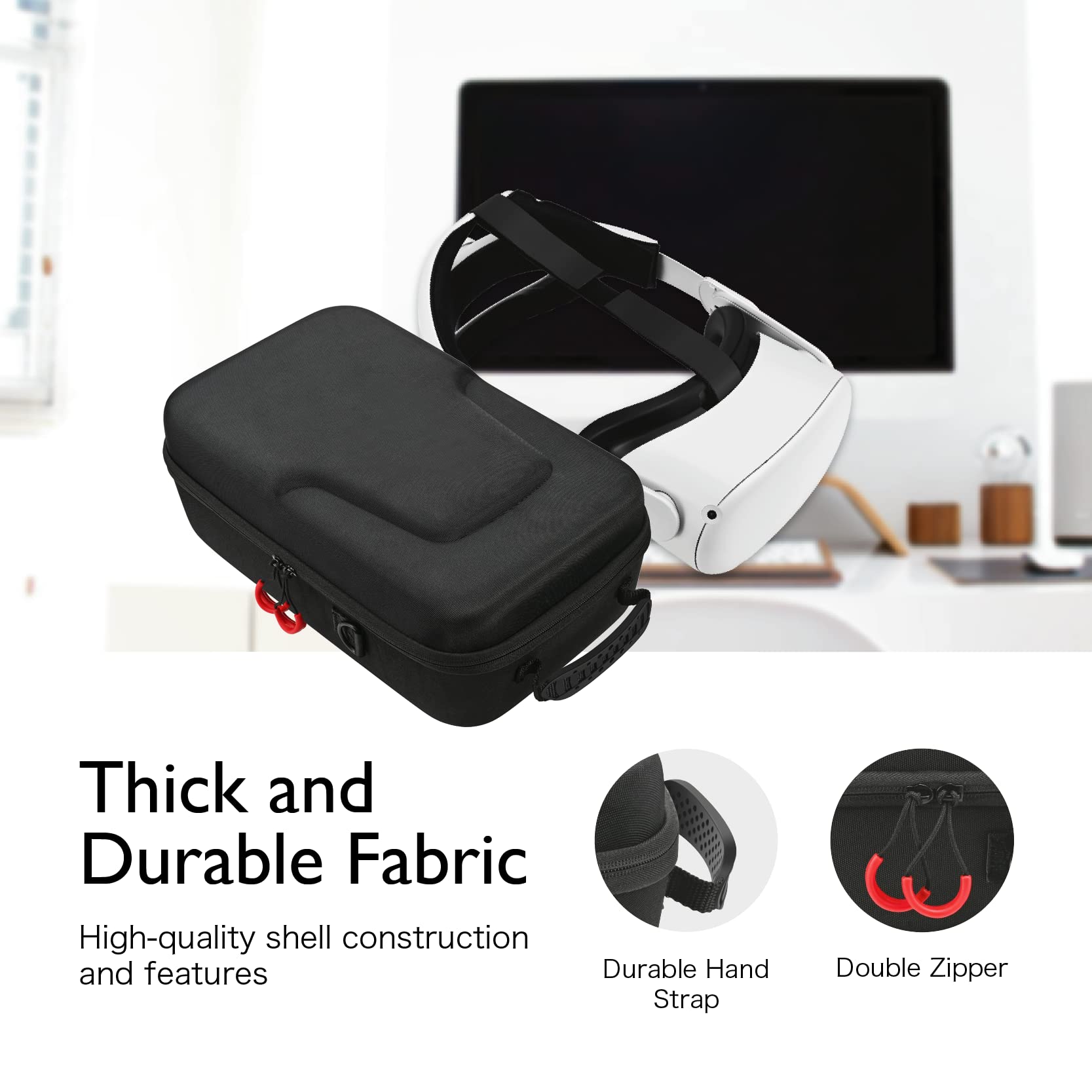 TNP Case for Oculus Quest 2 and Elite Strap - Hard Storage Bag Compatible with VR Oculus Quest 2 Case - Travel VR Carry Bag with Adjustable Shoulder Strap